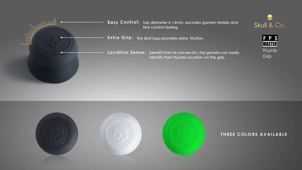 Skull & Co. Professional Gamer Analog Controller Thumb Grips Joystick Cap FPS Master Thumbstick Cover for Xbox One ( Black )