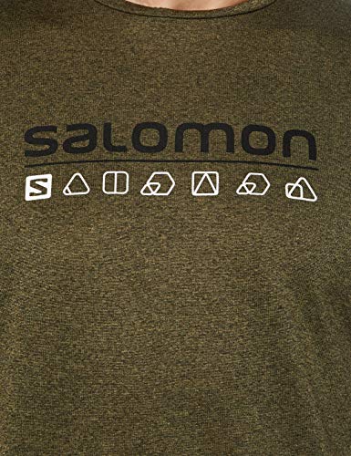 Salomon Men's Standard Agile Graphic Running Tee, Olive Night/Martini Olive/Heather, X-Large