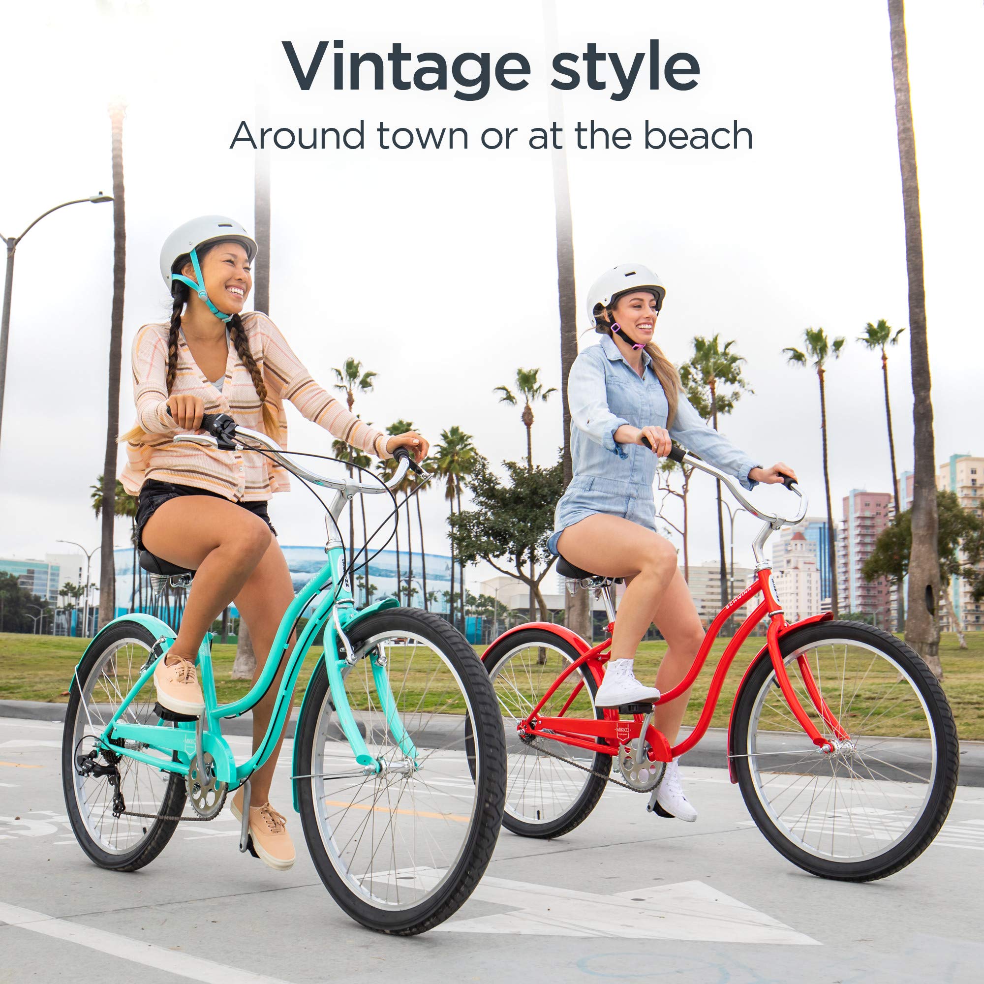 Schwinn Mikko Adult Beach Cruiser Bike, Featuring 17-Inch/Medium Steel Step-Over Frames, 7-Speed Drivetrains, Teal
