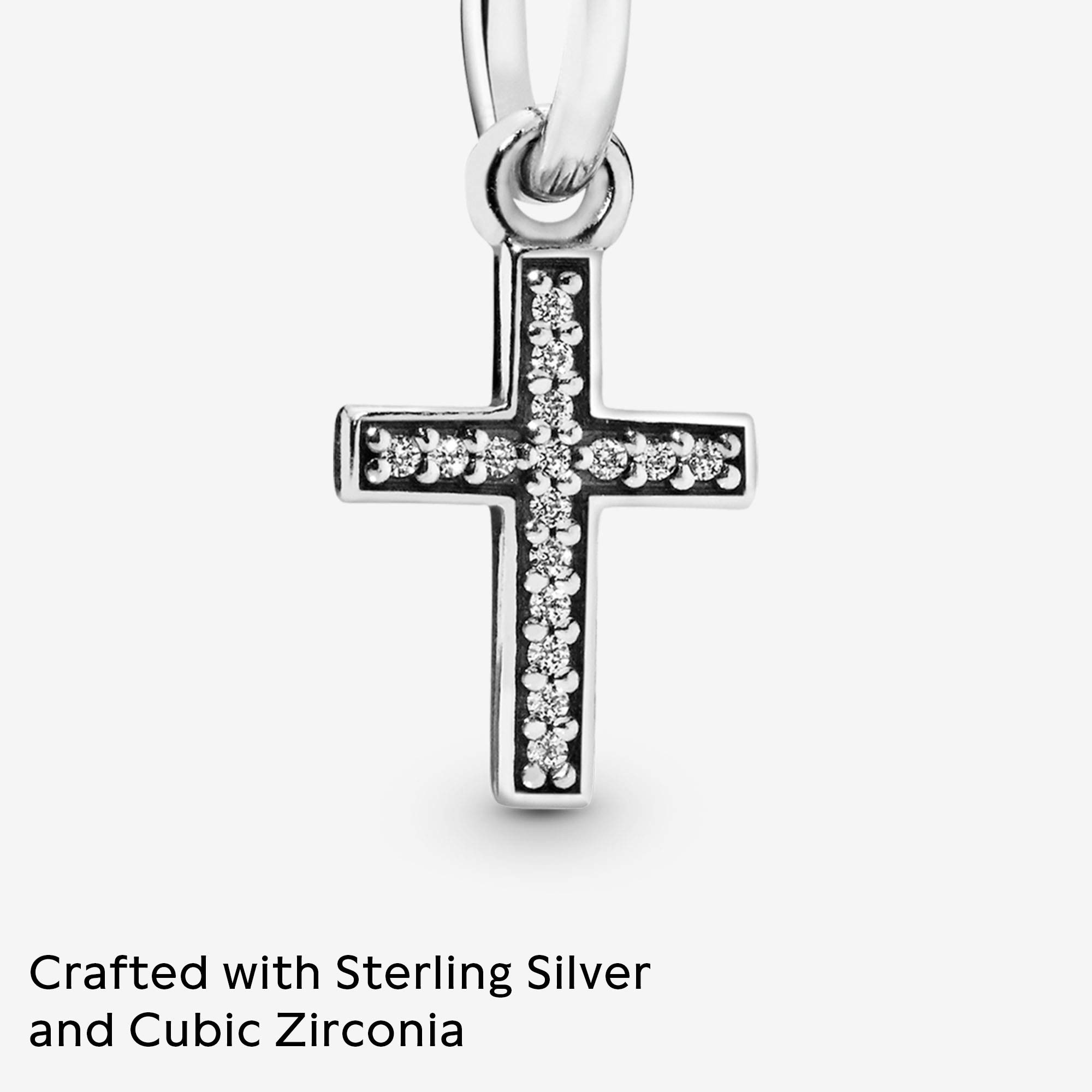 PANDORA Symbol Of Faith Cross Dangle Charm, Sterling Silver, Cubic Zirconia, One Size