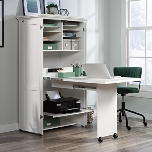 Sauder Miscellaneous Storage Craft & Sewing Armoire, L: 35.11" x W: 21.81" x H: 61.58", Glacier White finish