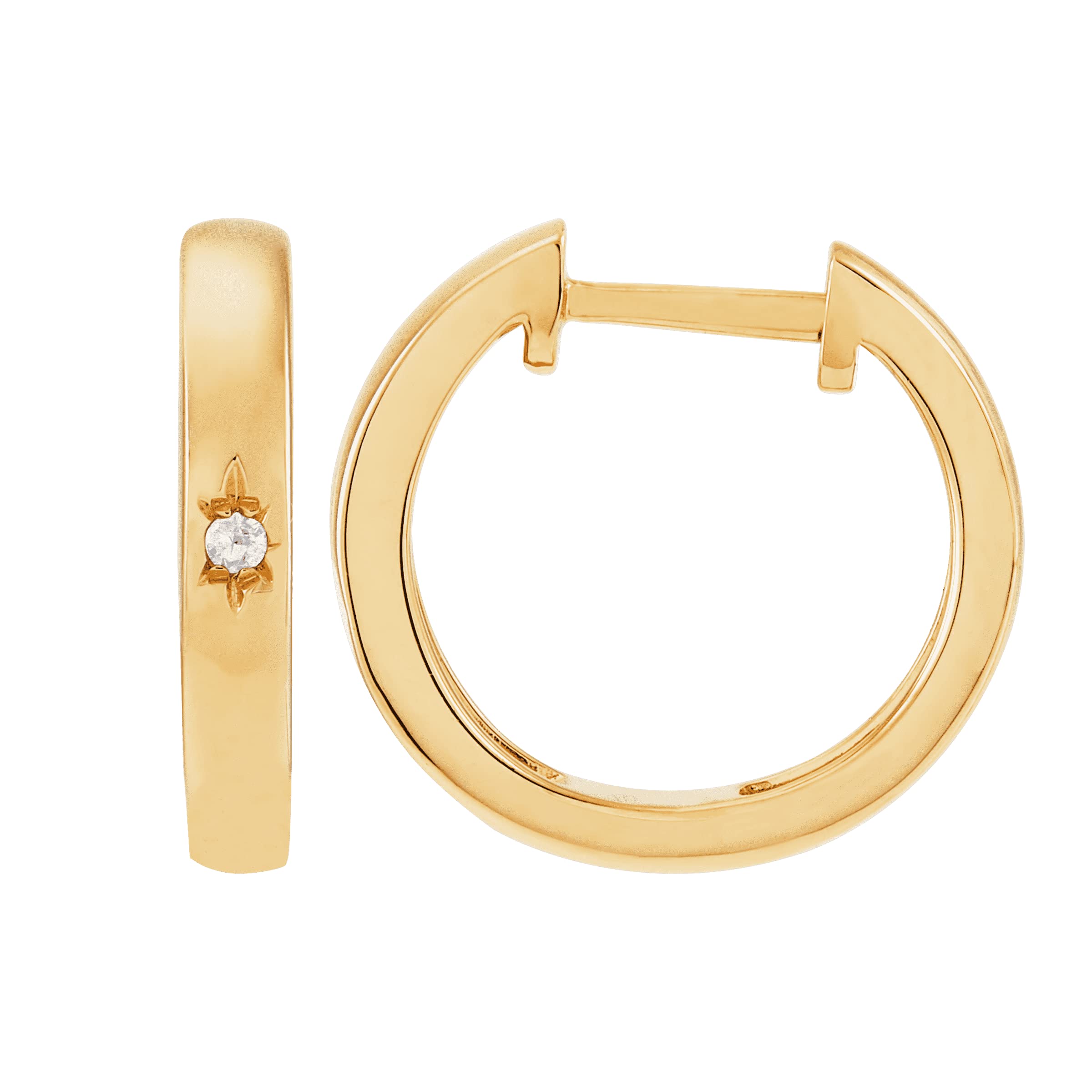 Welry 17mm Hoop Earrings with Diamonds in 10K Yellow Gold