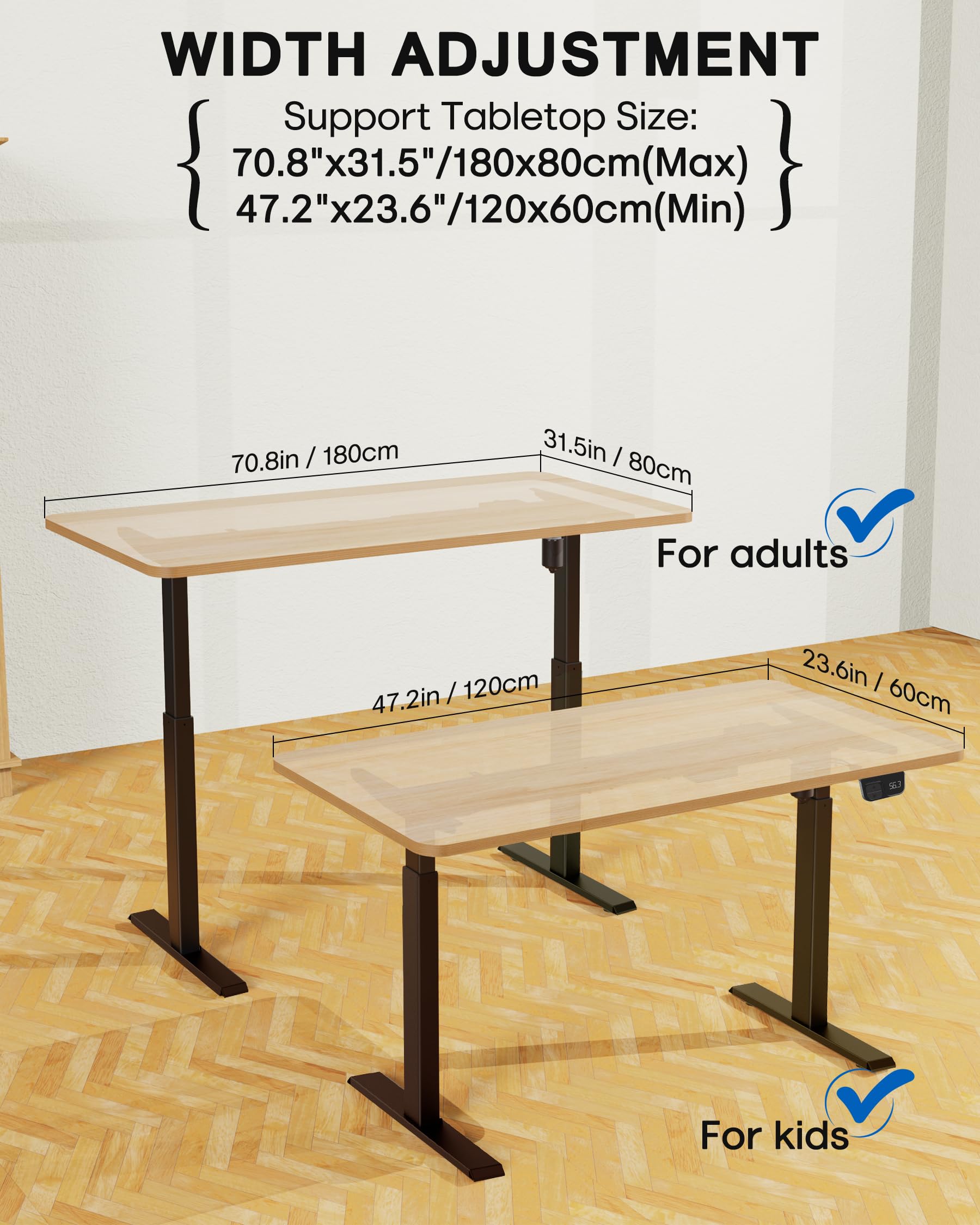 Ursetup Electric Standing Desk Frame with Compact Controller, Height Adjustable Rising Table Legs, Sit Stand up Desk Frame with Sturdy Dual Beam, Ergonomic Standing Desk Base for Home & Office Table