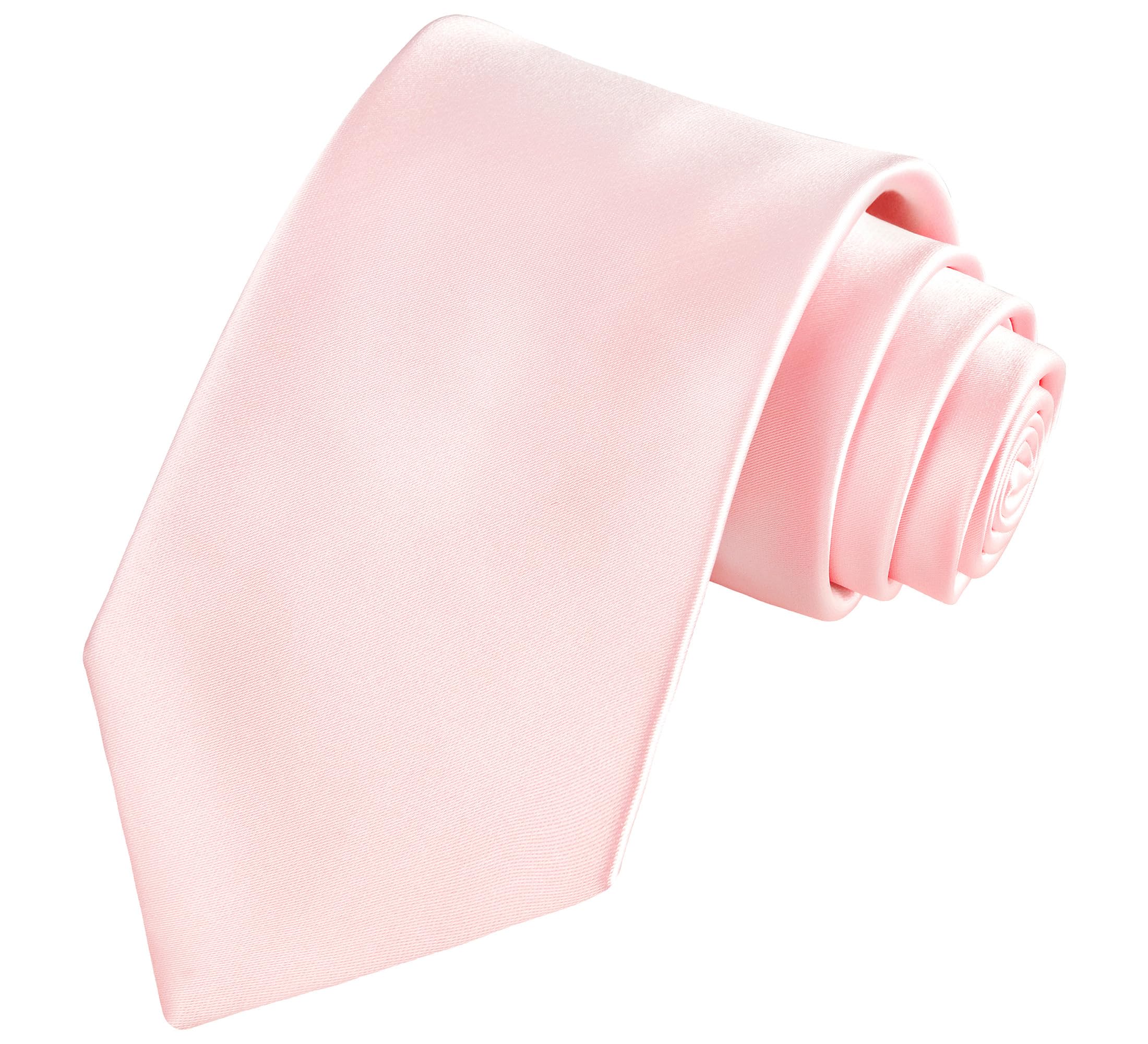 TIE G Solid Satin Color Formal Necktie and Pocket Square Sets in Gift Box (Blush)