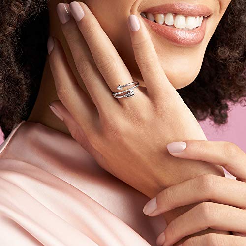 Pandora Wrap-Around Arrow Ring - Sterling Silver Ring for Women - Layering or Stackable Ring - Gift for Her - Sterling Silver with Clear Cubic Zirconia - Size 7.5