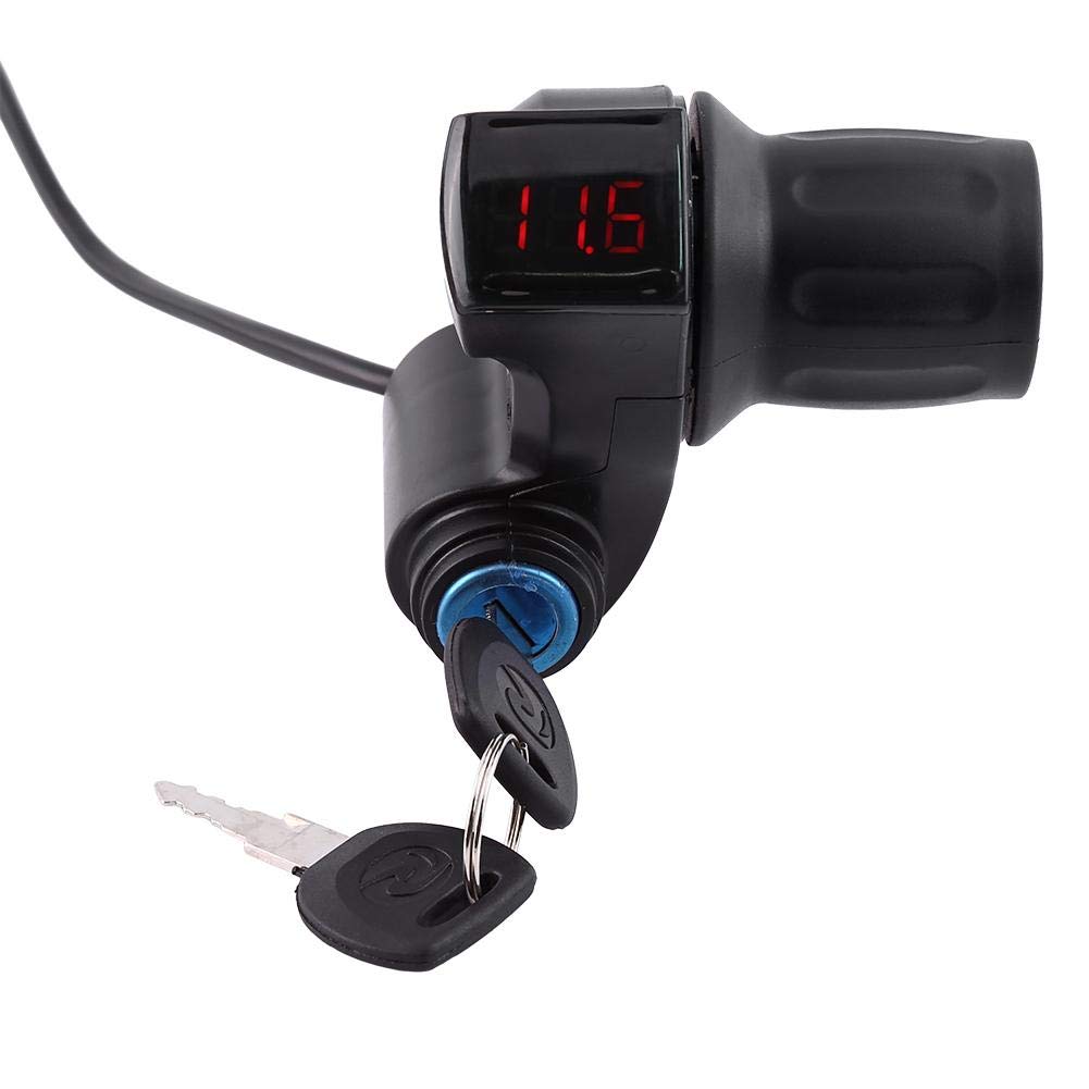 Tbest Half Throttle Electric Bike,Universal E Bike Throttle Grip Electric Bike Motor Scooter Speed Controller & Cable Set,12V 99V Half Wrist Grip Throttle Handle with LED Display Key