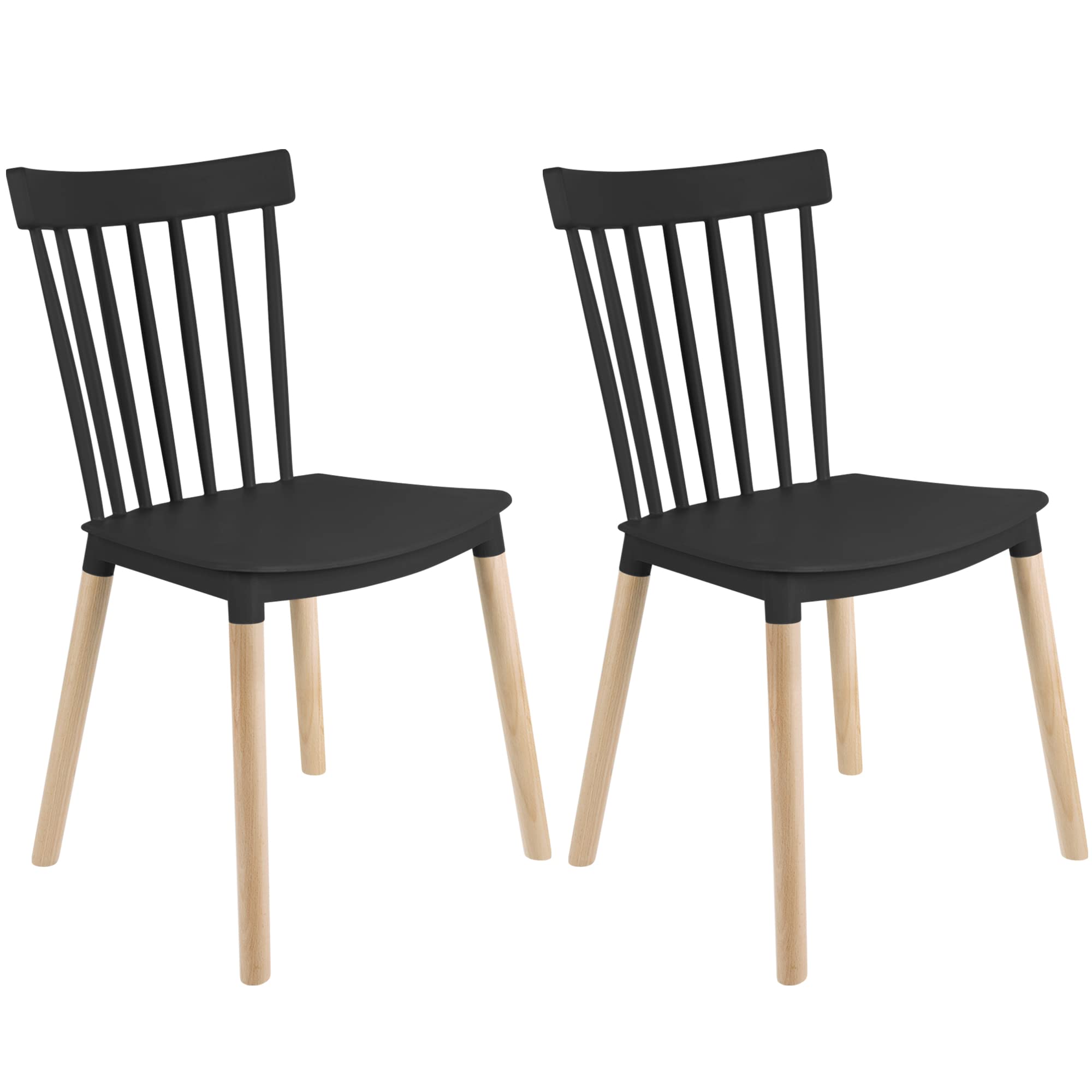 Simpol Home DSW Armless Modern Plastic Chairs with Wood Legs for Living, Bedroom, Kitchen, Dining,Lounge Waiting Room, Restaurants, Cafes, Set of 2, Pink Light