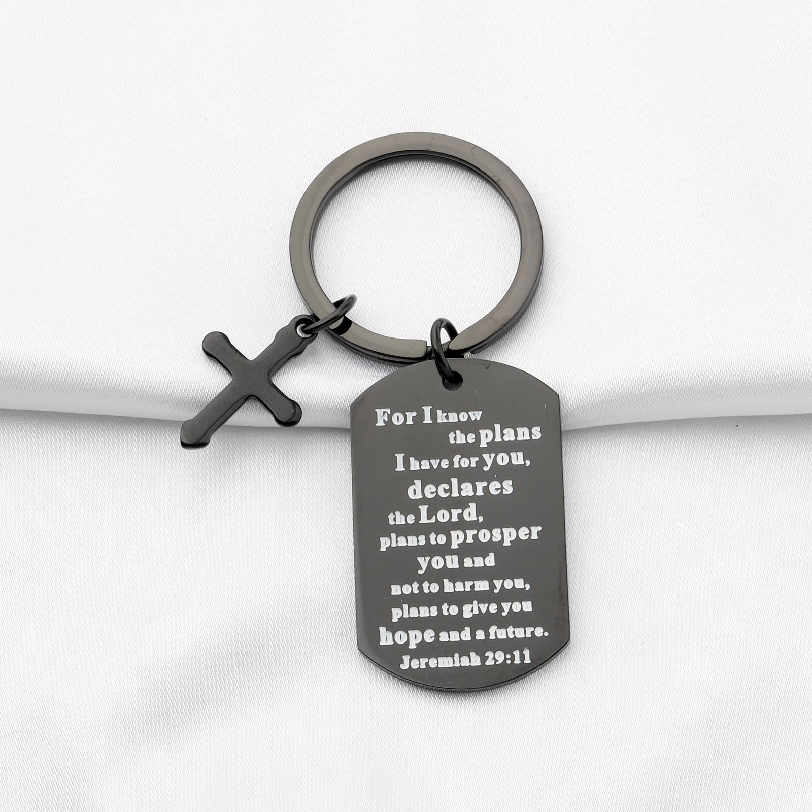 WSNANG Christian Gift Jeremiah 29:11 Keychain I Know The Plans I Have for You Keychain Religious Jewelry Christian Fans (black)