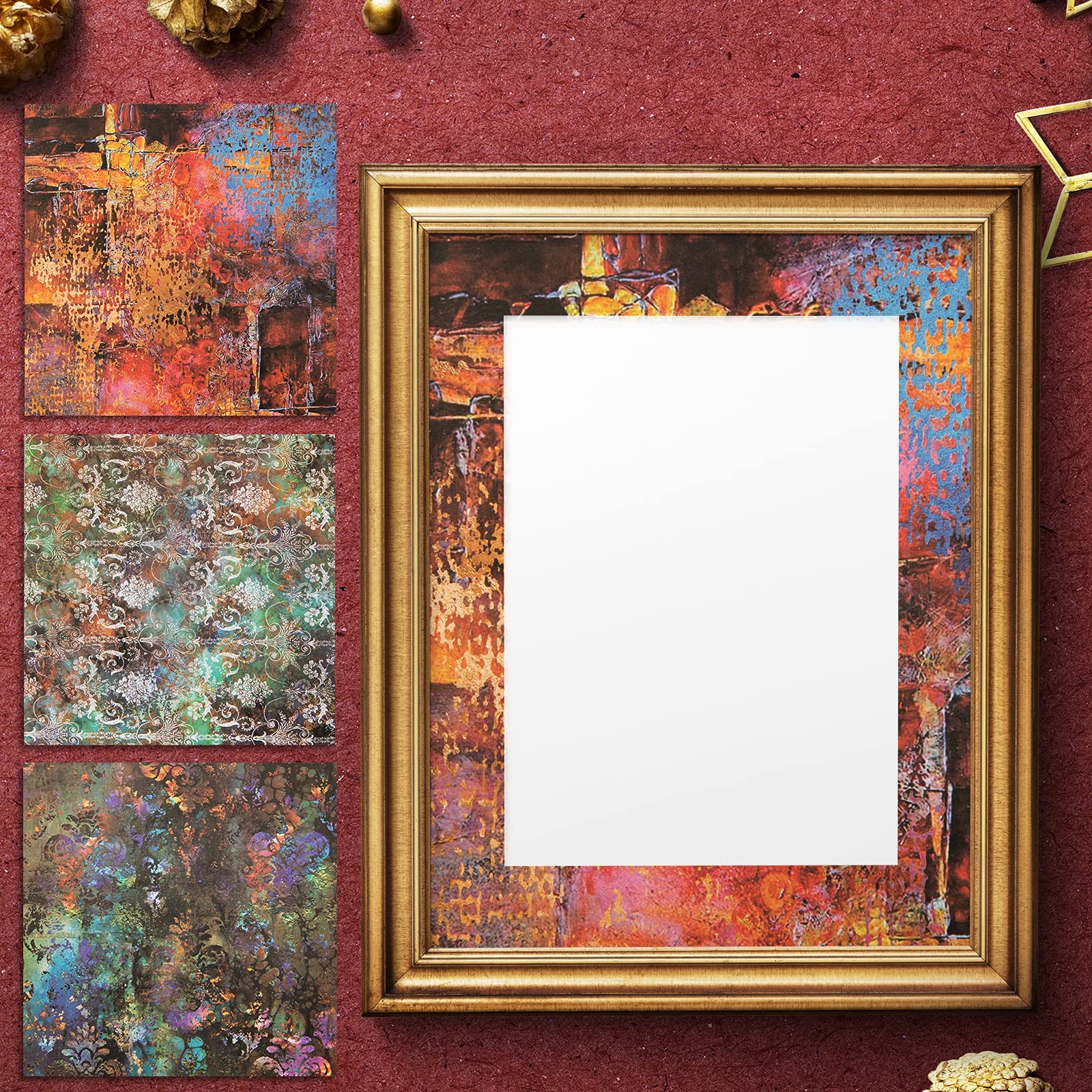 VONDYU Single-Sided Scrapbook Paper Pad-Colors Mixture Scrapbooking Paper Collection Holiday 6" x 6" Cardstock Patterned Cardmaking Paper Pack DIY Photo Frame Background Decorative Page-24 Sheets