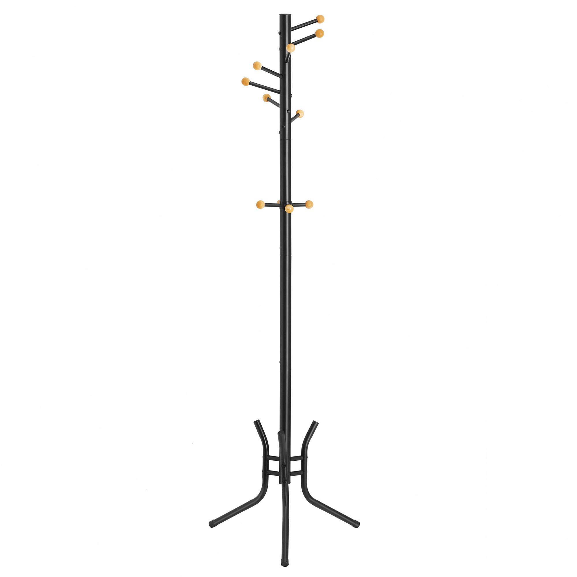 SONGMICS Coat Rack, Freestanding Metal Coat Tree with 6 Double Hooks, for Entryway, Bedroom, Living Room, Black URCR029B01