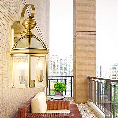 SHAOYH European Copper Wall Lamp E143 Head Home Wall Light Outdoor Retro Garden Lighting Simple Corridor Aisle Balcony Exterior Wall Stair Wall Sconce Background Wall Decoration Lamp
