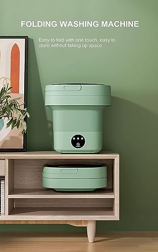 Portable Washing Machine, Mini Washer 9L High Capacity with 3 Modes Deep Cleaning for Underwear, Baby Clothes, or Small Items, Foldable Washing Machine for Apartments, Camping, Travel (Green)