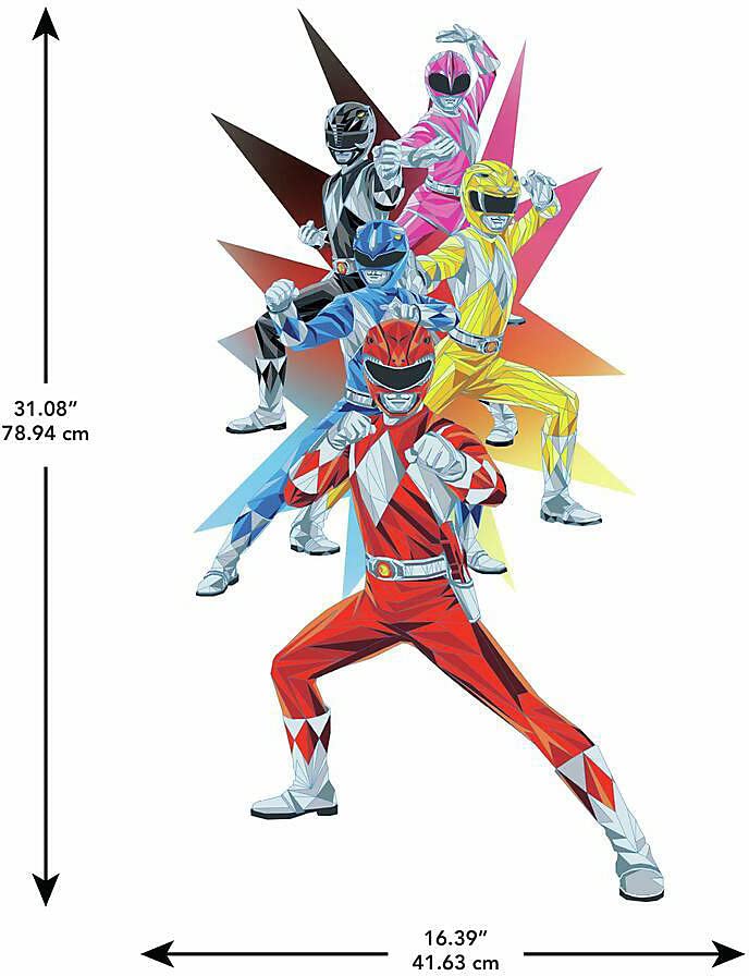 RoomMates RMK4454SCS Power Rangers Peel and Stick Wall Decals, Pink, Red, Blue, Yellow