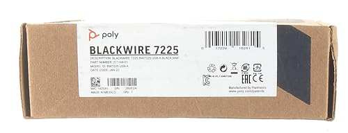 Poly (Plantronics + Polycom) Blackwire 7225 Wired USB-A Headset (Plantronics) - Black - Dual-Ear (Stereo) Computer Headset - Connect to PC/Mac via USB-A - Active Noise Canceling