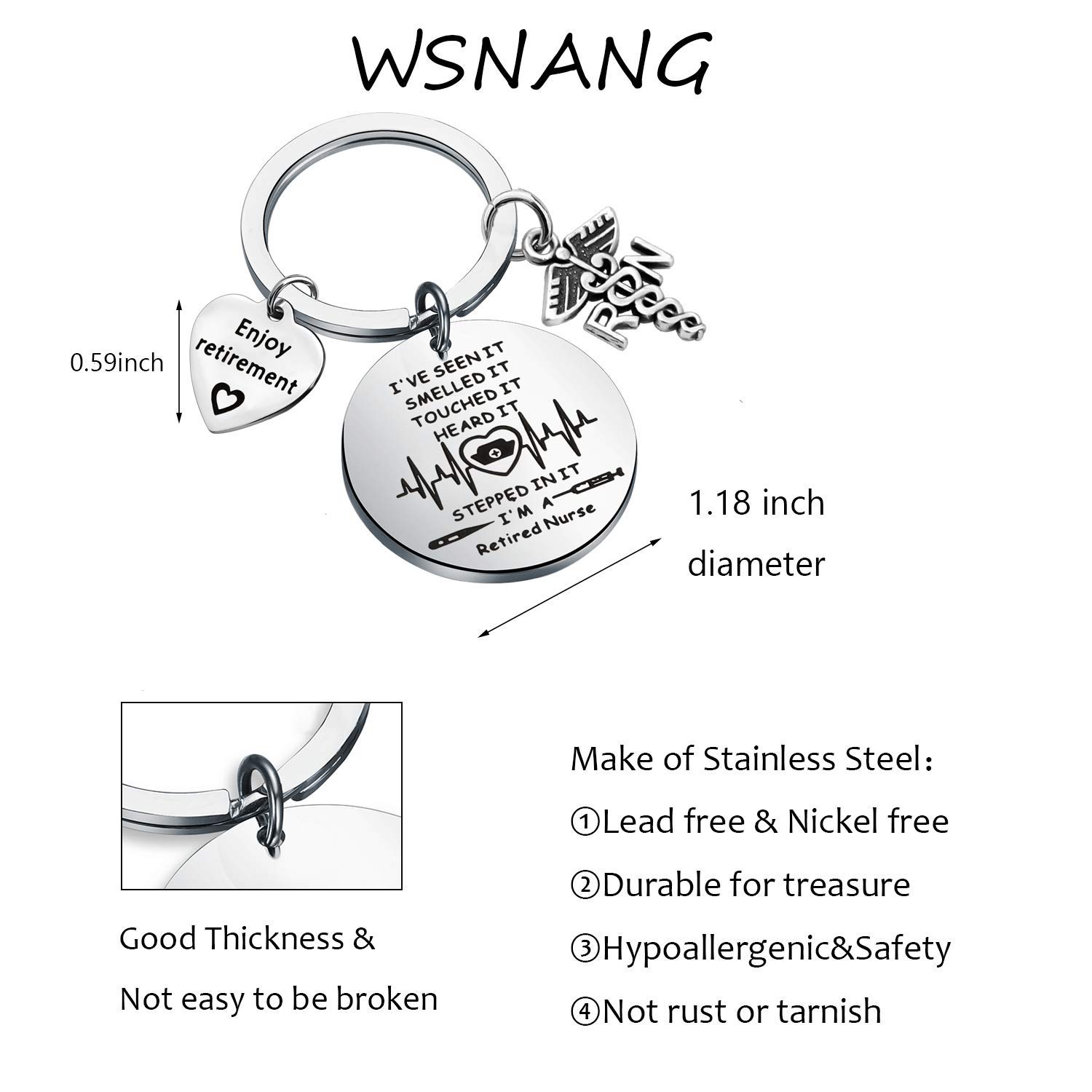 WSNANG Retirement Gift Nursing Keychain I 'M A Retired Nurse Keychain Enjoy Retirement Gift for Nurse RN NP LVN LPN BSN (Retired Nurse Keychain)