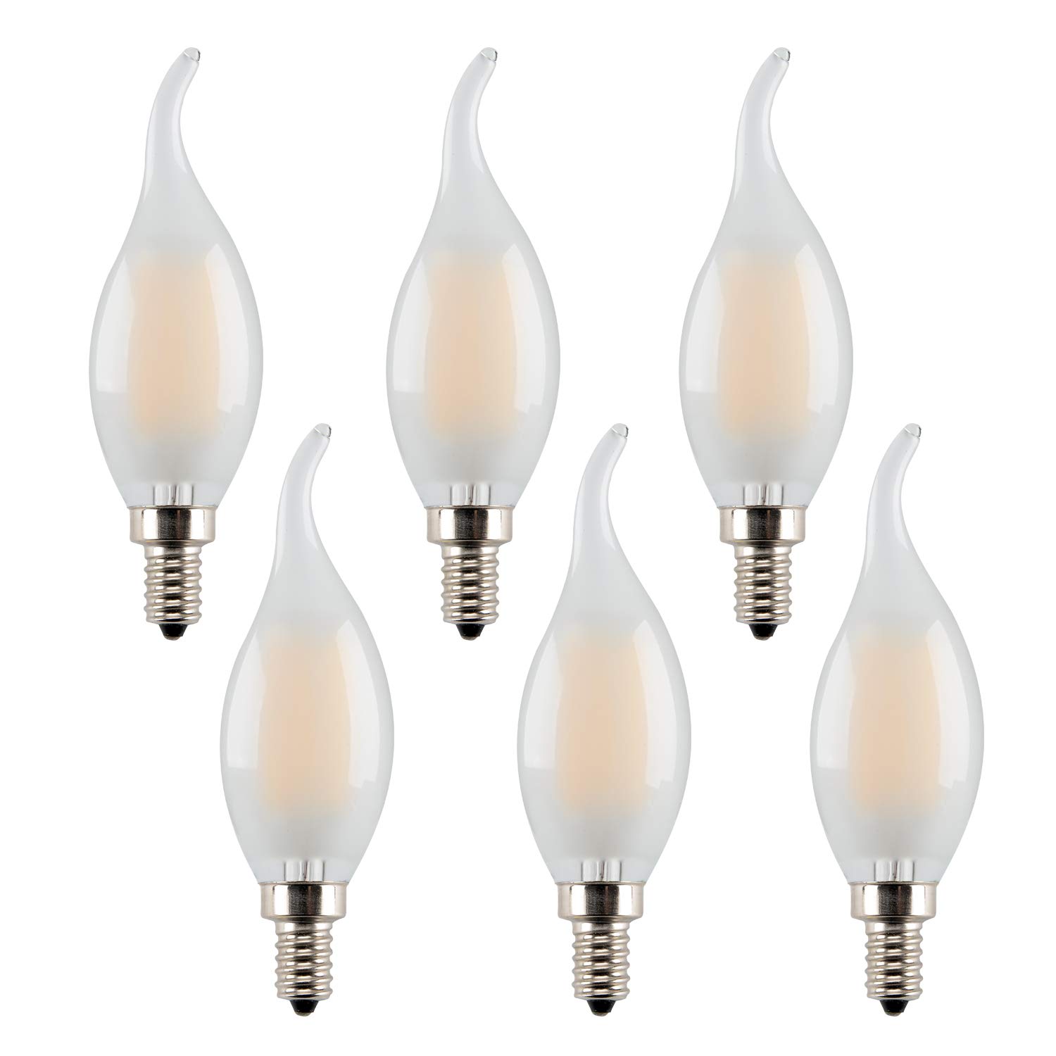 PANLAVIE LED Candelabra Bulb 6W Dimmable, 60W Equivalent, Vintage Classic Edison Style, Frosted Glass Light Bulbs, C35/CA10 Flame Tip, E12 Base, Soft White 2700K, Pack of 3