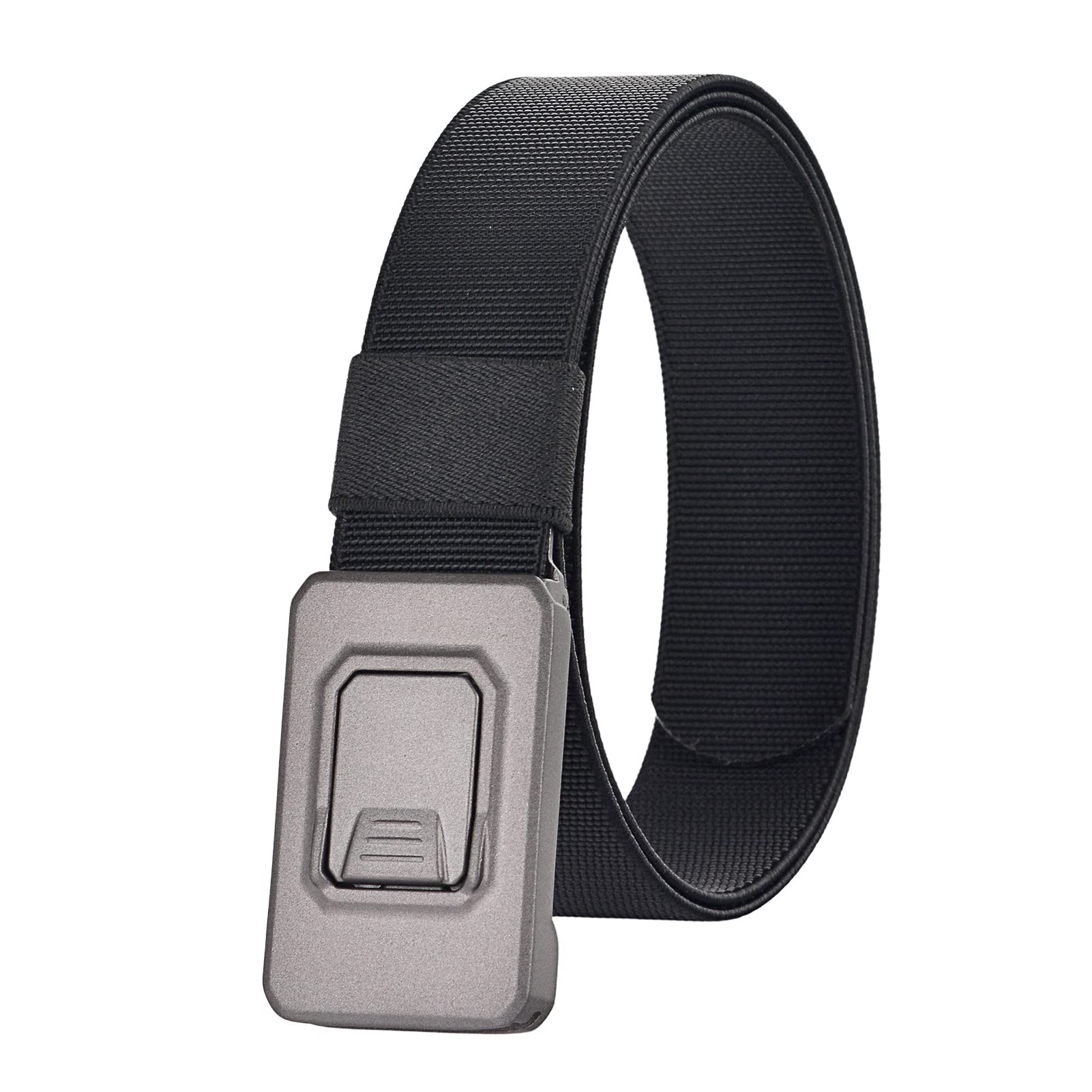 YWHCHI Belts for Men Nylon Belt for Hiking Golf Work Ratcheting Casual Mens Belt for Jeans Men's Belt Web Adjustable Belt (Black-E3068, M(115CM))