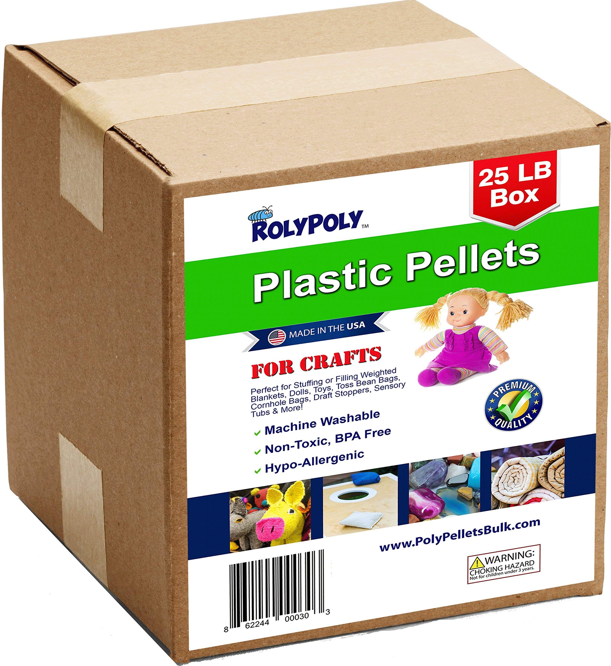 Poly Plastic Pellets Bulk for Weighted Blankets & Crafts Bulk Box (25 pounds) Made in the USA for Rock Tumbling, Stuffing & Filling Dolls, Crafts, Lap Pad