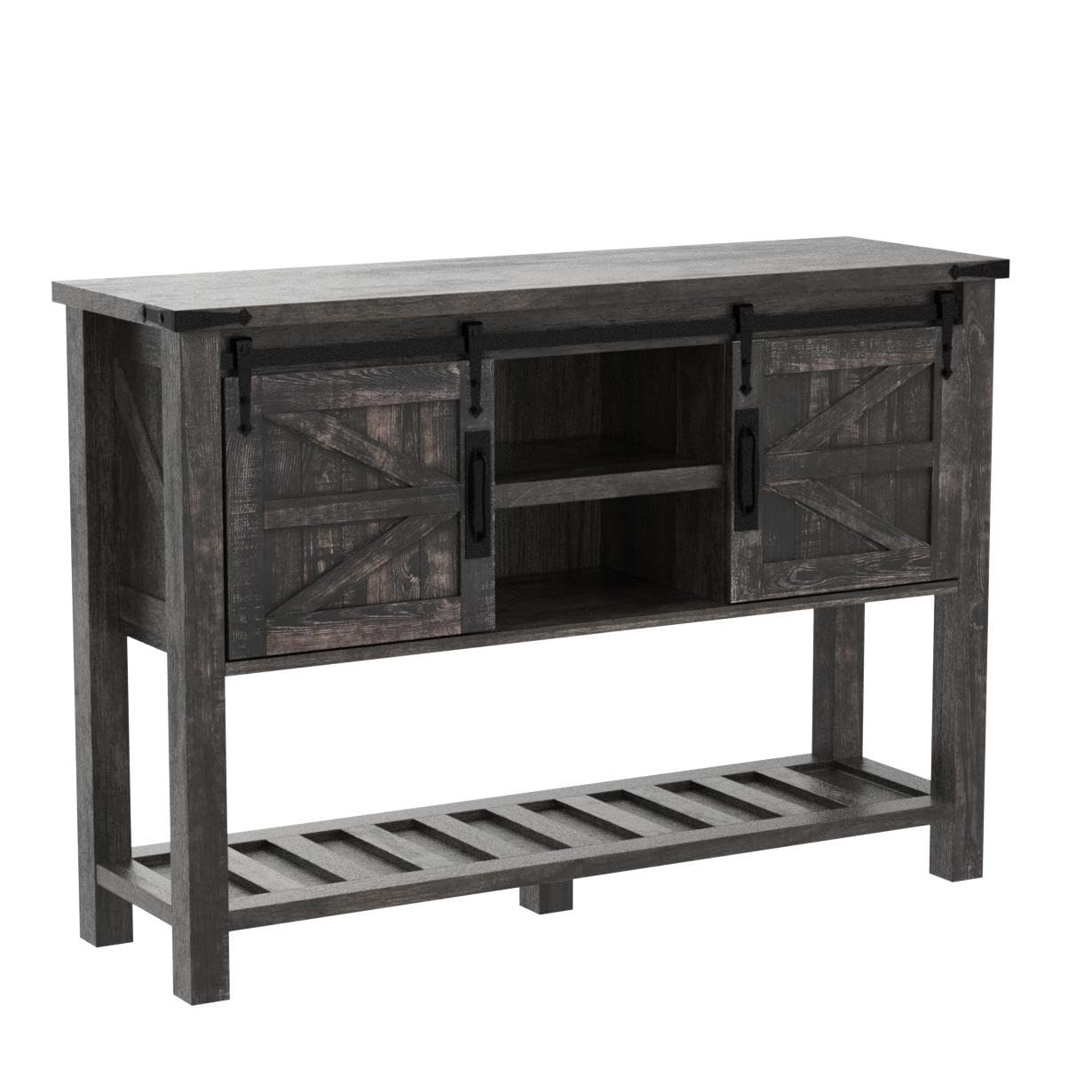 OKD Entryway Table with Sliding Barn Doors, 46" Farmhouse Console Table with Storage Shelf, Rustic Sofa Table Behind Couch, Entry Table for Hallway, Entry Way, Living Room, Foyer, Dark Rustic Oak