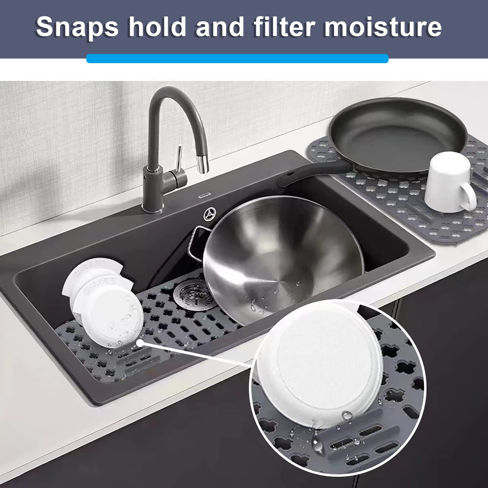 ZHAO Silicone Sink Mats Sink Protectors with Drain Holes Kitchen Sink Mat Grid Accessory Grey Sink Mats for Bottom of Kitchen for Farmhouse Stainless Steel Porcelain Sink 25"x13"
