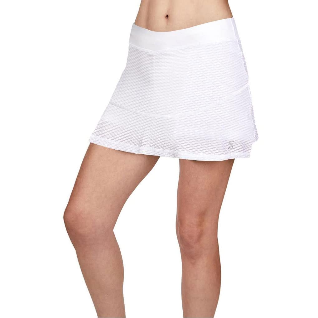 SOFIBELLA Airflow 14 Inch Womens Tennis Skirt - White/XL