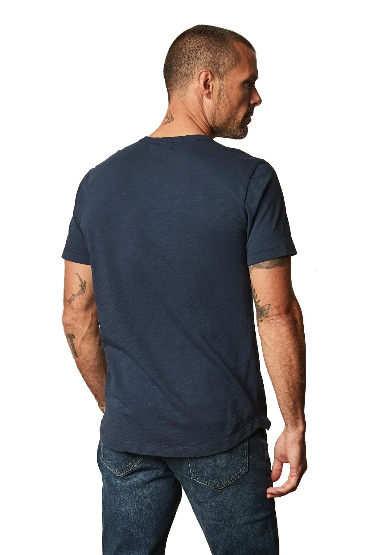 Velvet by Graham & Spencer mens Velvet Graham Spencer Men's Amaro Rounded Hem Crew Shirt, Midnight, X-Large US