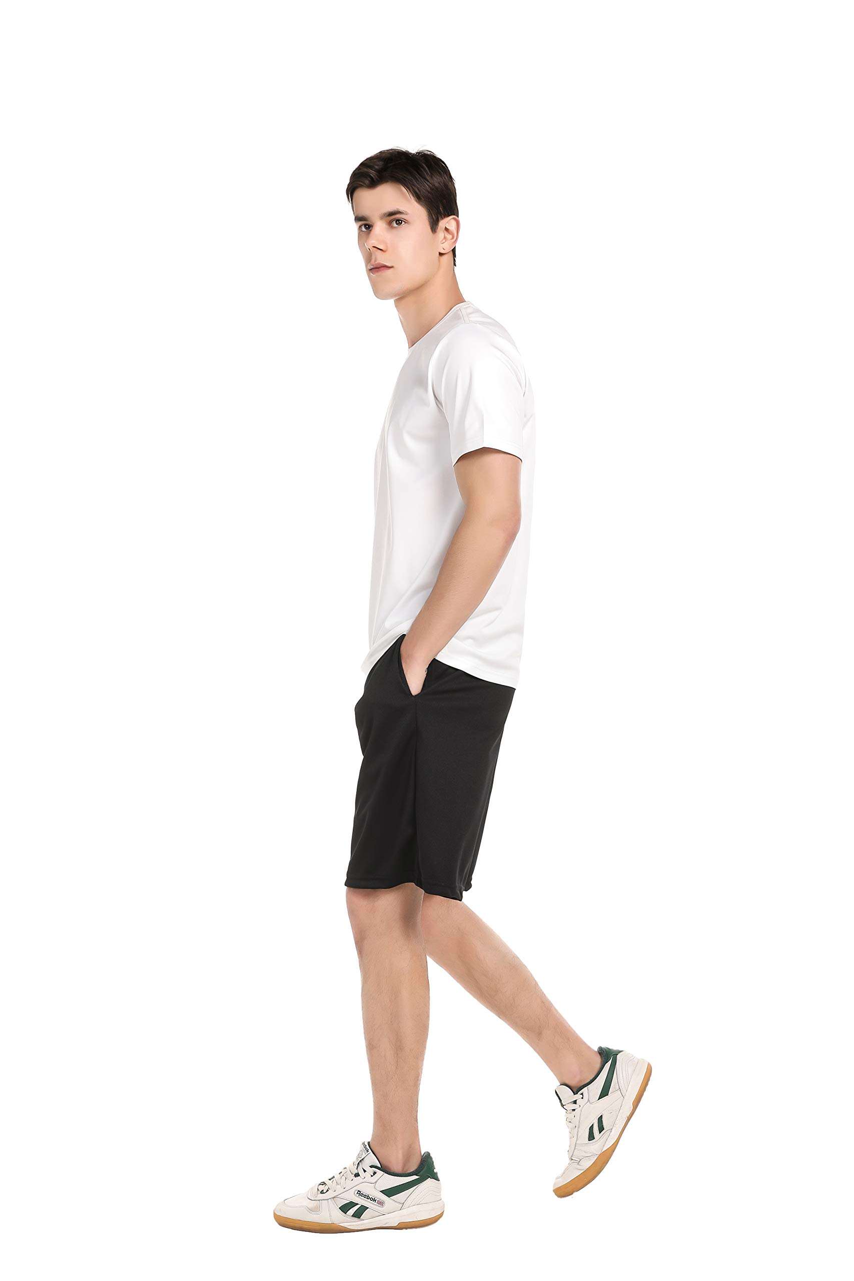 SAYFINE 2 Packs Men’s Atheletic Shorts, Black Mens Workout Sport Active Loose-Fit Shorts (L, Black/Black)