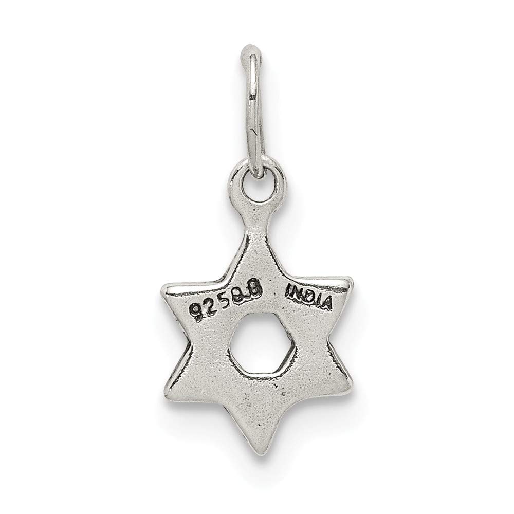 Solid 925 Sterling Silver Small Star of David Lucky Jewish Charm Pendant - 10mm x 7mm