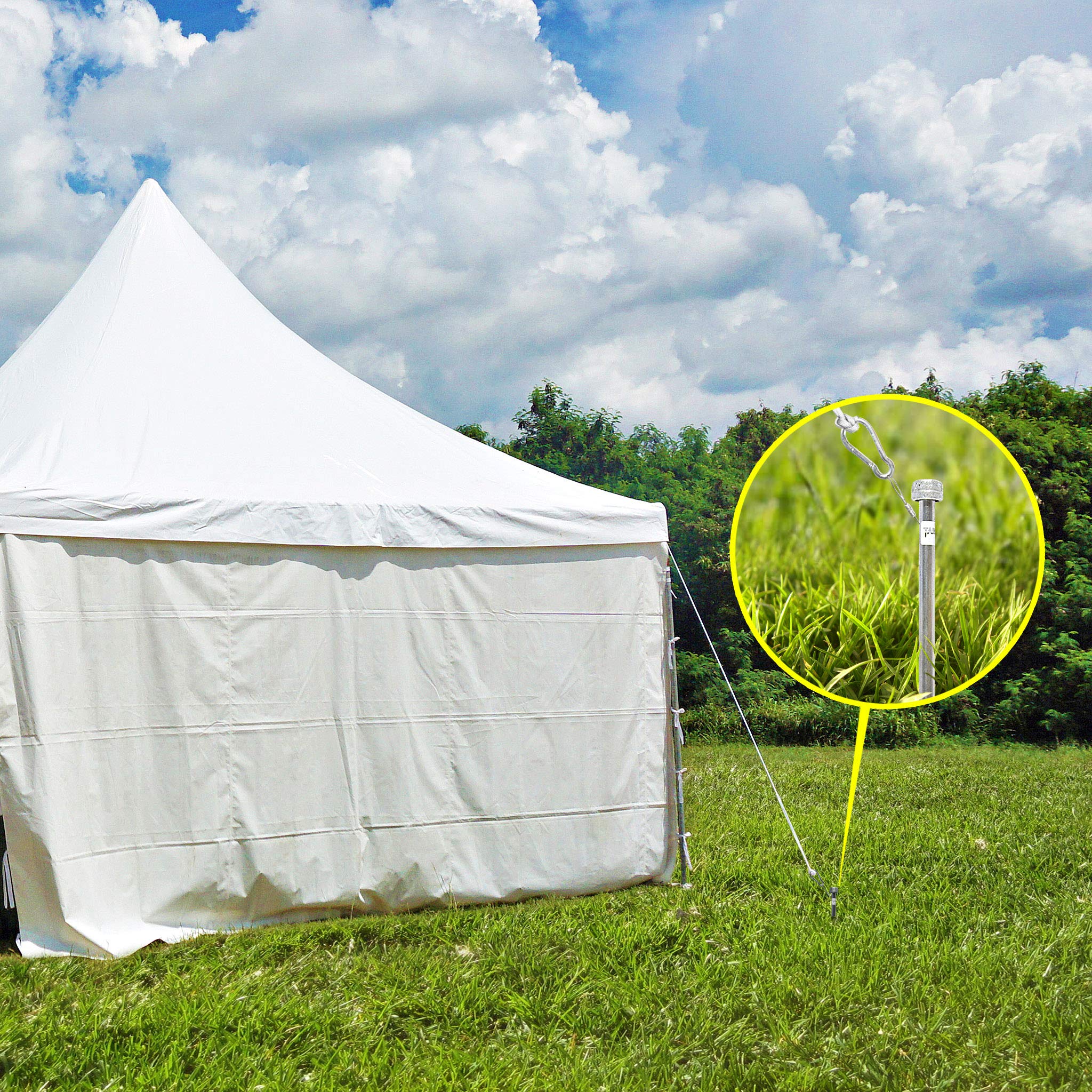 TARPFANG Tent Stake Set - Galvanized Tent Anchors, Tent Poles, Galvanized Top Made For Repeated Use, Included Carabiner For Fast Latch On To Tents, Compact For Easy Storage