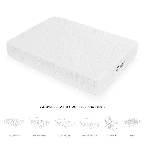 SWISSLUX 12-Inch Queen Size Mattress, iCOOL Tech and Cooling Gel Infused Medium Plush Memory Foam Mattress, CertiPUR-US Certified, Bed-in-a-Box, White, Queen Size (80" L x 60" W x 12" H)