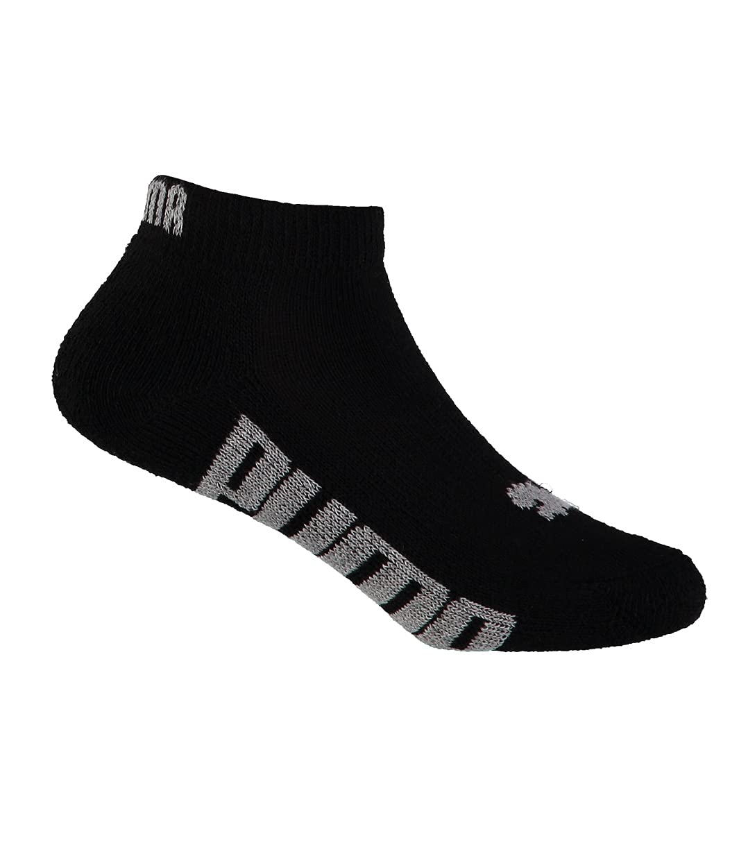 PUMA KIDS' 6 PACK LOW CUT SOCKS (9-11, Black with Grey)