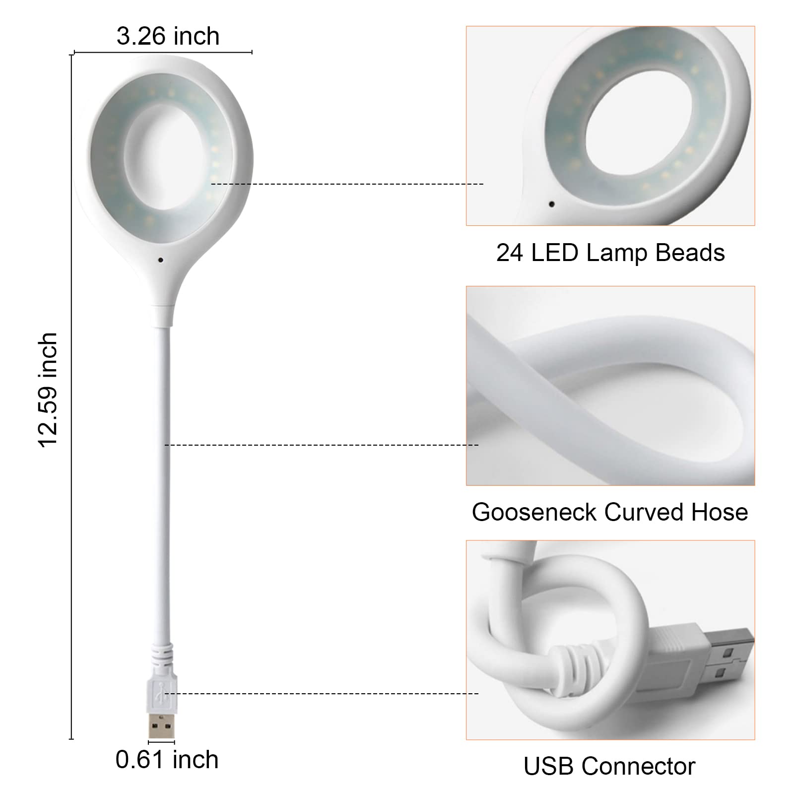 USB Book Light, Desk Lamp, Night Light 3 Color Modes Flexible Adjustable Reading Light and Voice-Activated LED Light, Suitable for Bedroom, Home, Office or Study room