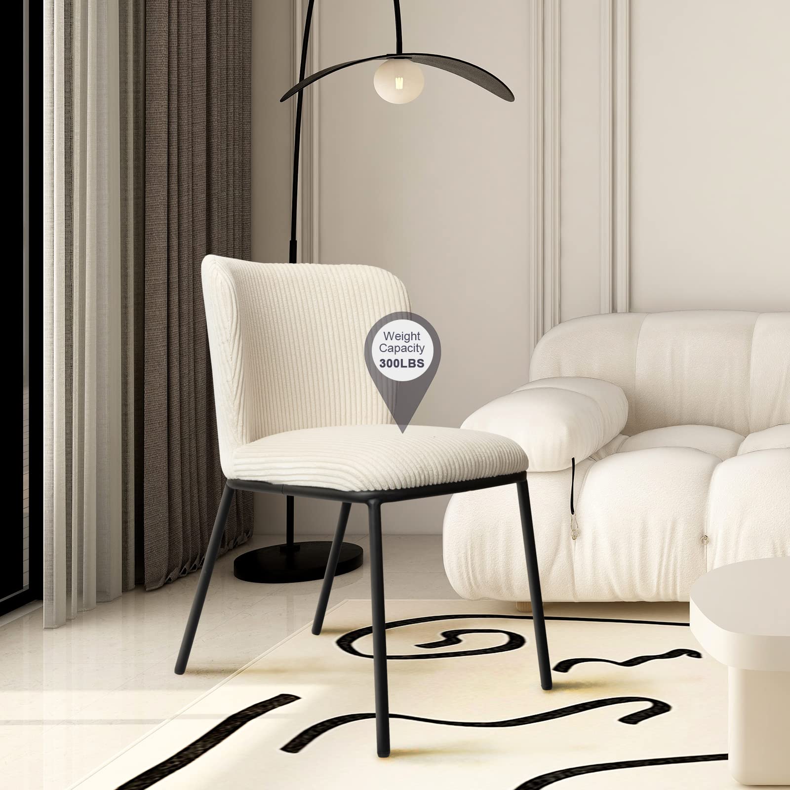 SIMTONAL Dining Room Chairs Set of 4, Kitchen Chairs with Metal Legs, Beige