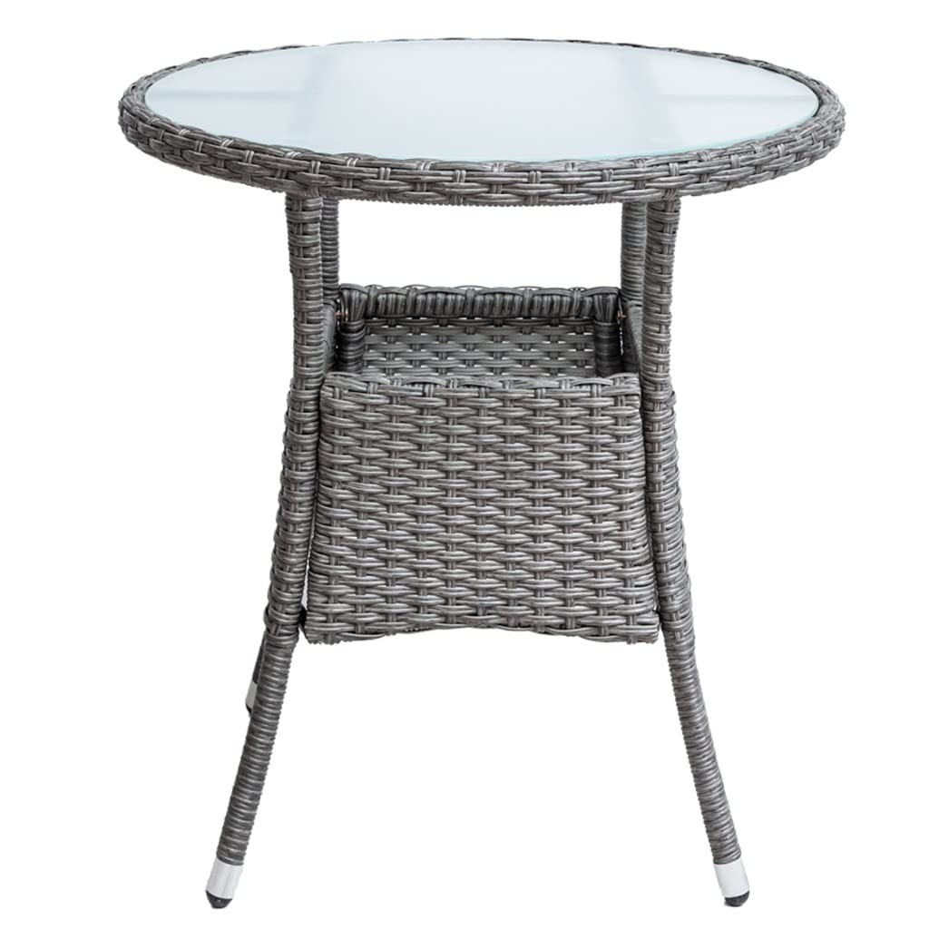 SLNFXC 4-Piece Resin Wicker Patio with Round Table, Gray Cushion Furniture Set Sofa-Type Garden Pool Balcony