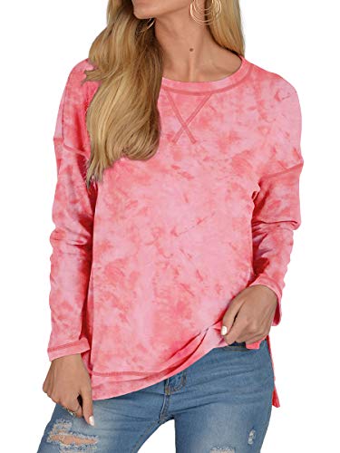 Womens Plus Size Tops Pullover Sweatshirts For Women Tunic Tops For Leggings Pink XL