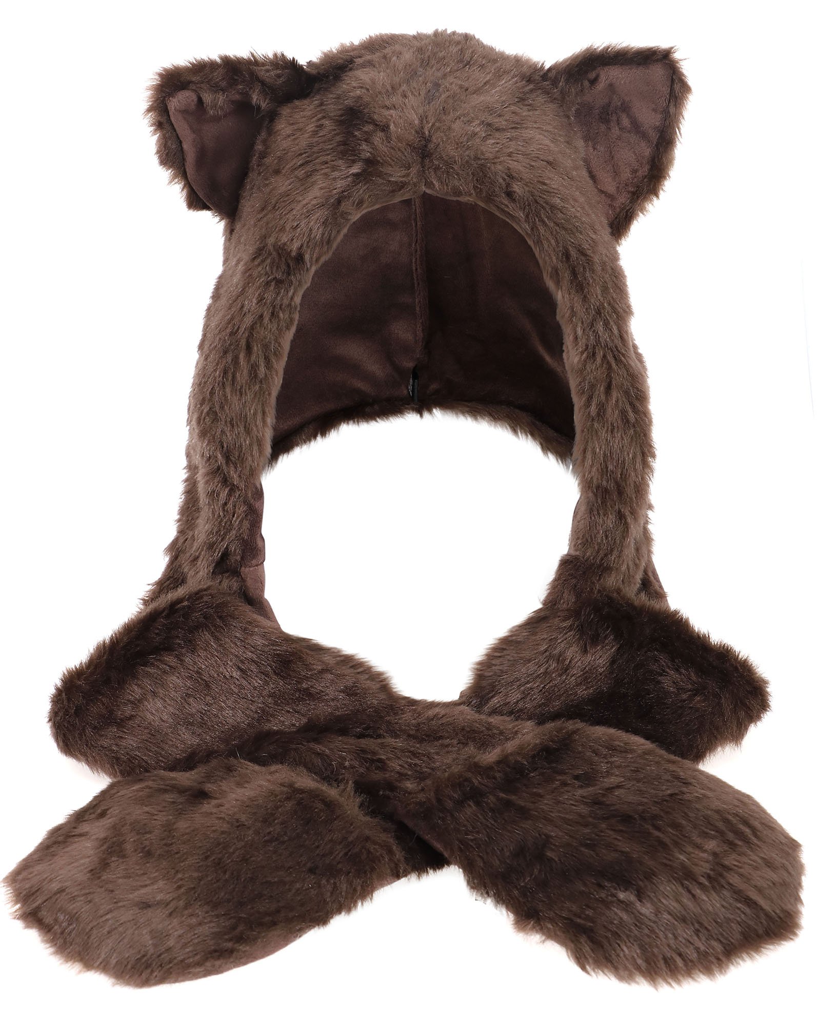 Simplicity ultifunction Animal Hats as Earmuffs, Scarf, Gloves, Black Cat,One Size