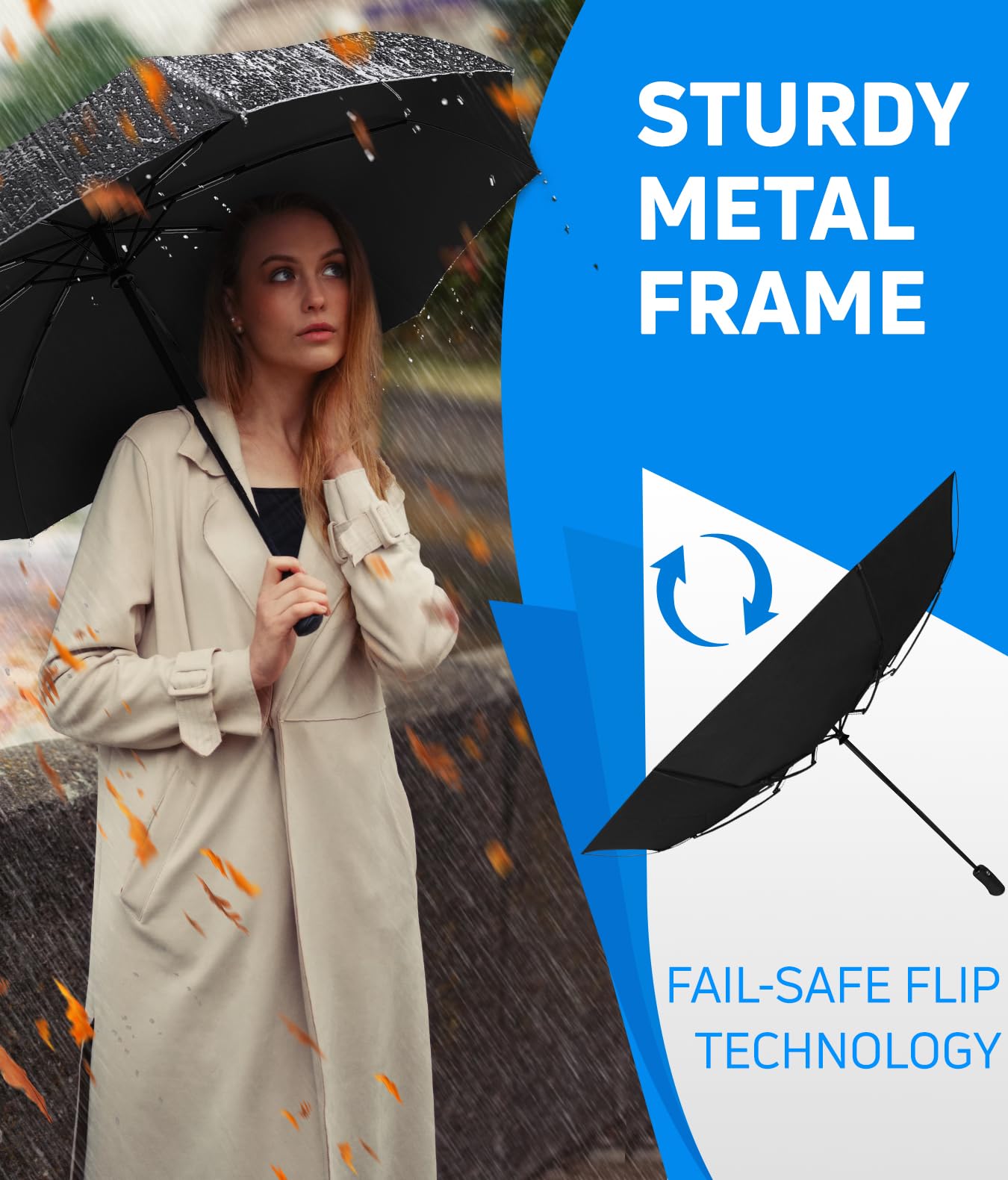 Rain-Mate Compact Travel Umbrella - Pocket Portable Folding Windproof Mini Umbrella - Auto Open and Close Button and 9 Rib Reinforced Canopy (Yellow)