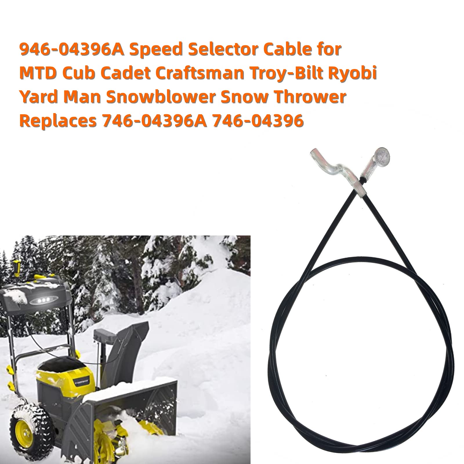 ZLIANGQ 946-04396A Speed Selector Cable for MTD Cub Cadet Craftsman Troy-Bilt Ryobi Yard Man Snowblower Snow Thrower Replaces 746-04396A 746-04396