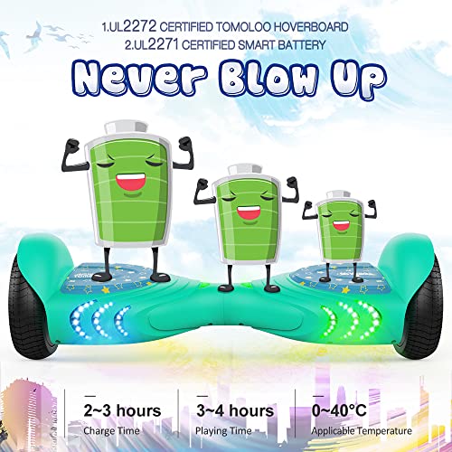 TOMOLOO Hoverboard with Speaker and Colorful LED Lights Self-Balancing Scooter UL2272 Certified 6.5" Wheel for Adults and Child