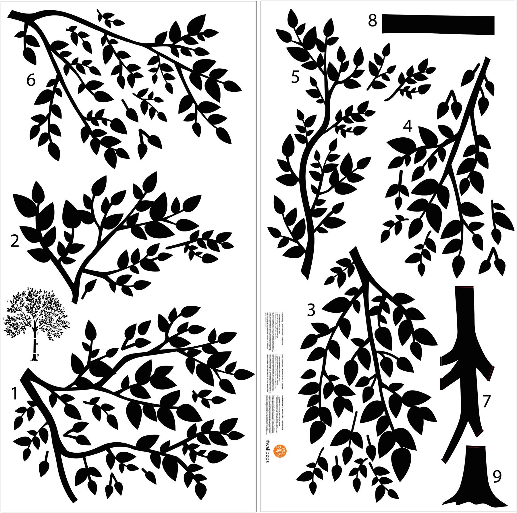 WallPops DWPK3370 Timber Wood Art Kit Wall Decal, Black