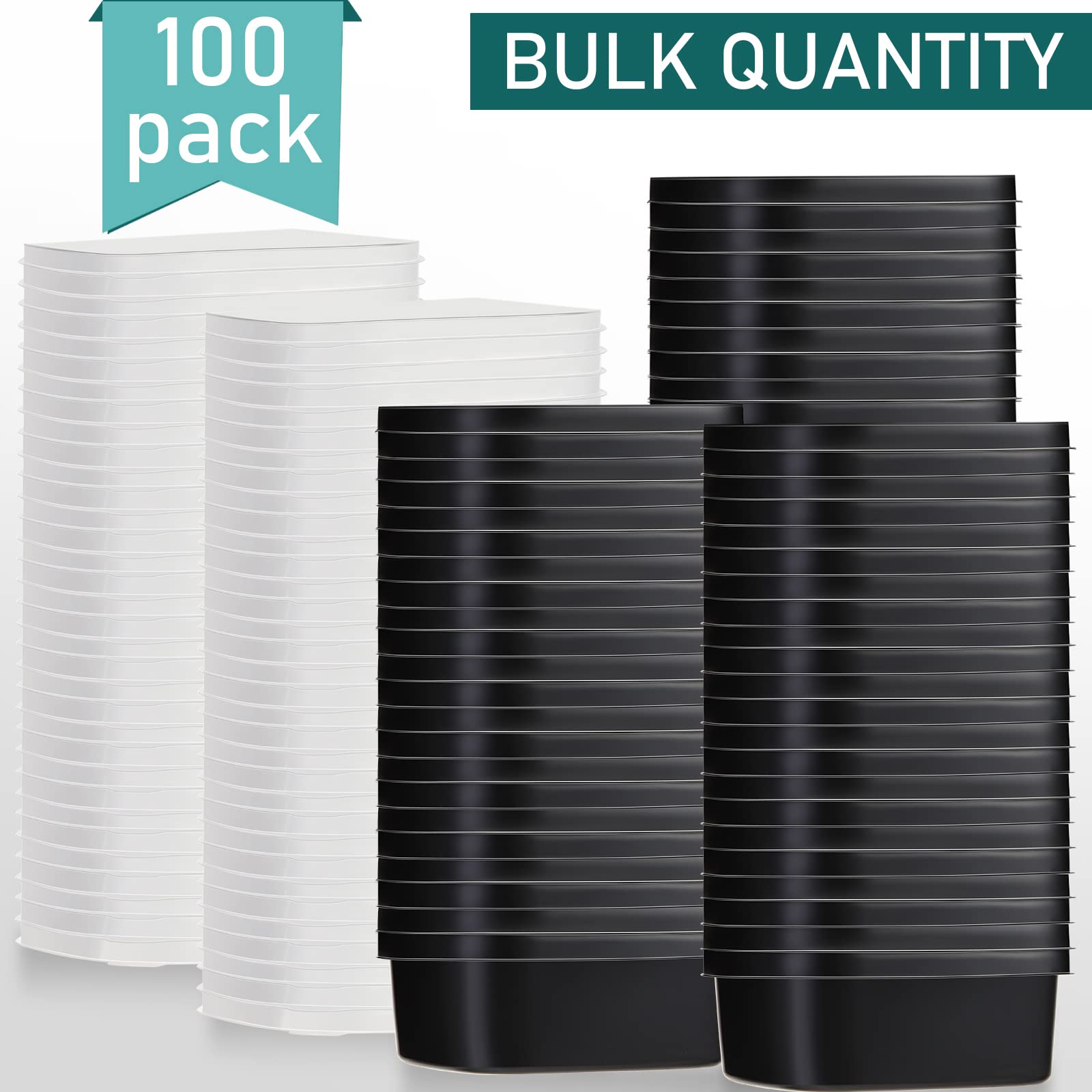 Roshtia 100 Pcs Food Storage Containers with Lids Plastic 1 Compartment Containers for Food Disposable Stackable Storage Lunch Boxes for Kitchen Microwave Safe (Black)