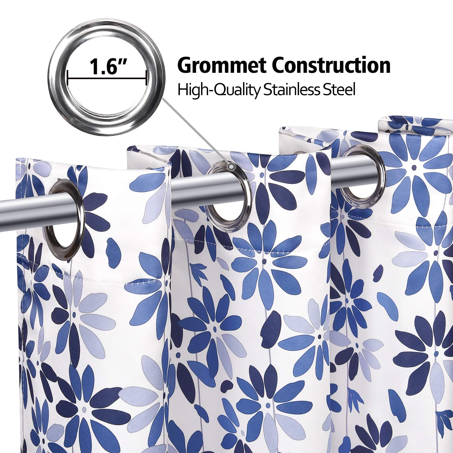 VERTKREA Flowers Window Curtain Valance Floral Rod Pocket Curtains Valance for Window 52 × 18 Inches Flower Blue