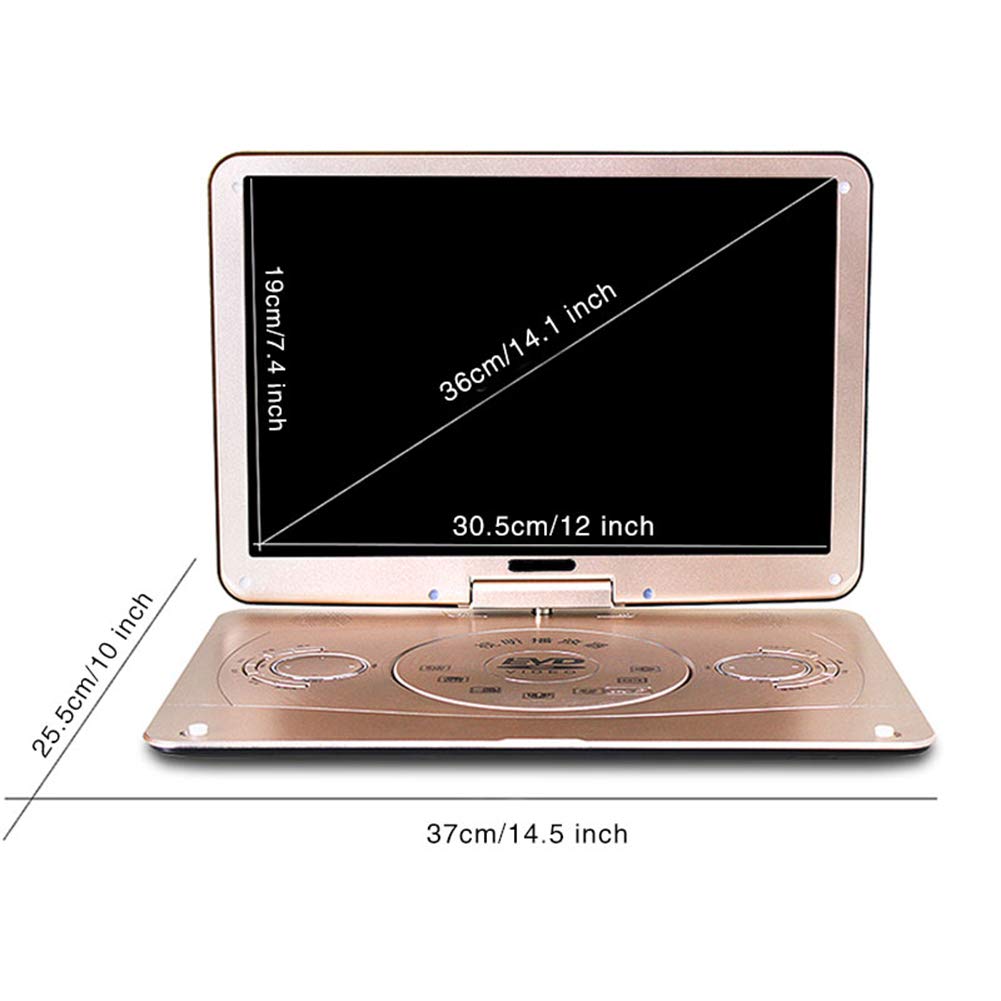 TJTZZ DVD Player, 18 Inch for Car Home Digital with HDMI in/Output,Built-in Rechargeable Battery Support 1080P MP4 Video, Sync Screen, AV Out/in, USB/SD Playback