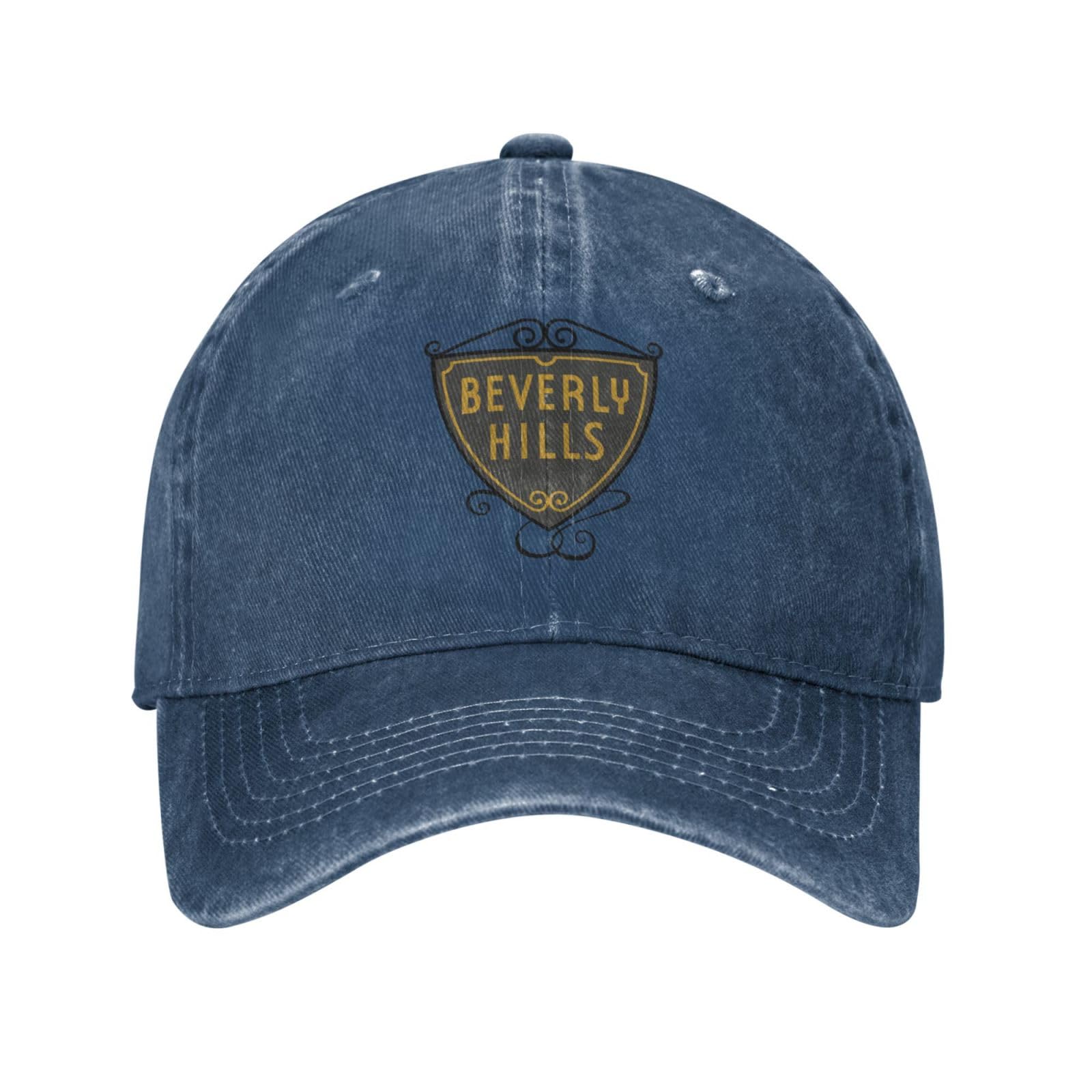 POOEDSO Shield of Beverly Hills, California Baseball Cap for Men Women Adjustable Trucker Hat Cotton Cowboy Hats Navy Blue