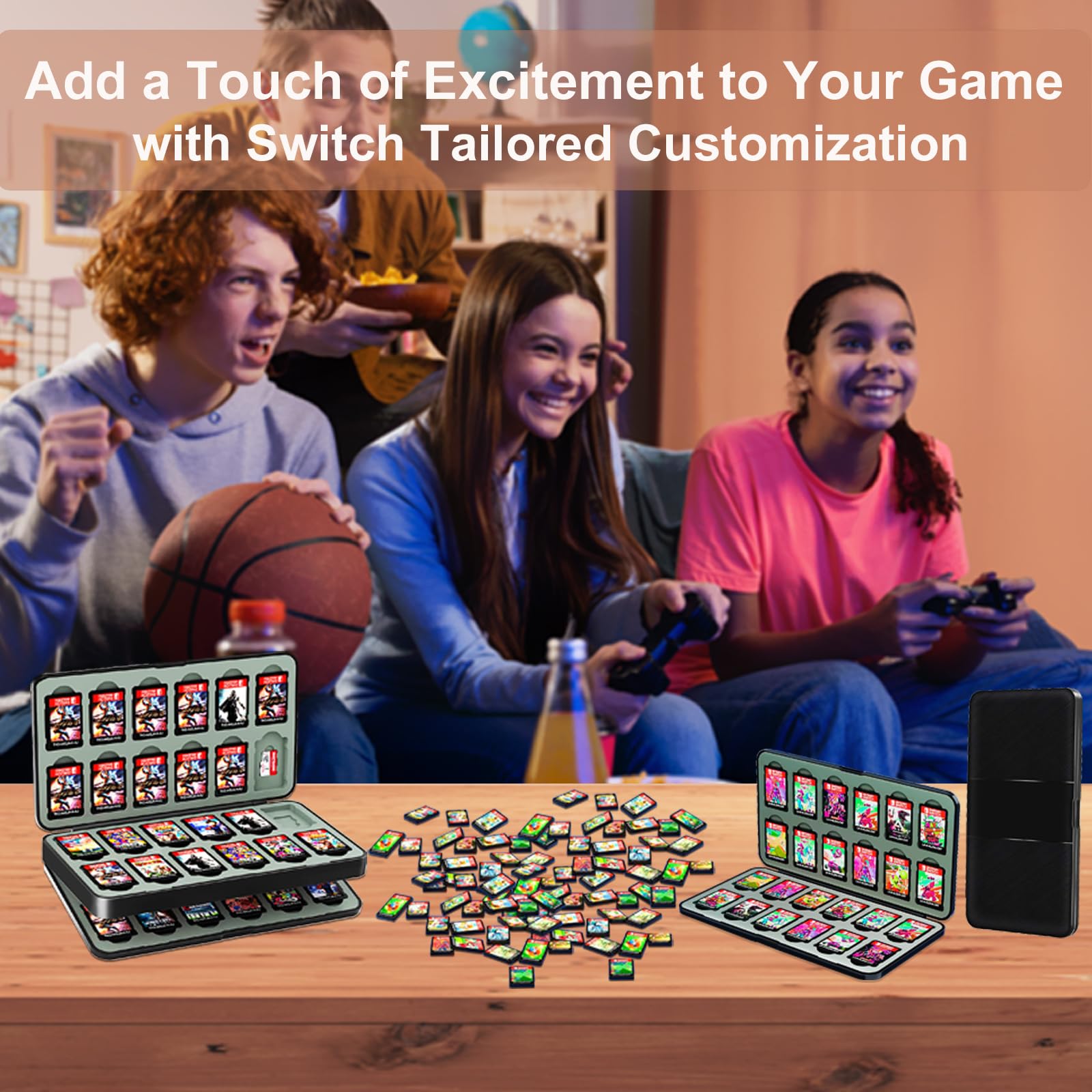 TATMOHIK Game Card Case for Nintendo Games or Micro SD Cards, Switch Game Card Holder for Nintendo Switch Card Holder with 24 Nintendo Eshop Gift Card and 24 Micro SD Card Slots(Black,24slots)