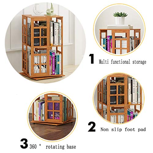 Saladplates-LXM Bookcase, Book Shelf, Modern 360° Rotating Storage Display Rack Floor Standing Shelves with Open Design for Home Office Living Room Study