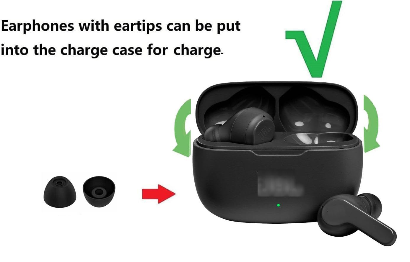 Replacement Ear Tips Eartips Ear Plug Ear Gels Compatible with JBL Vibe 200TWS Earbuds,JNSA Silicone Ear Tip Replacement for JBL Vibe 200TWS,S/M/L 6 Pairs,Black 532