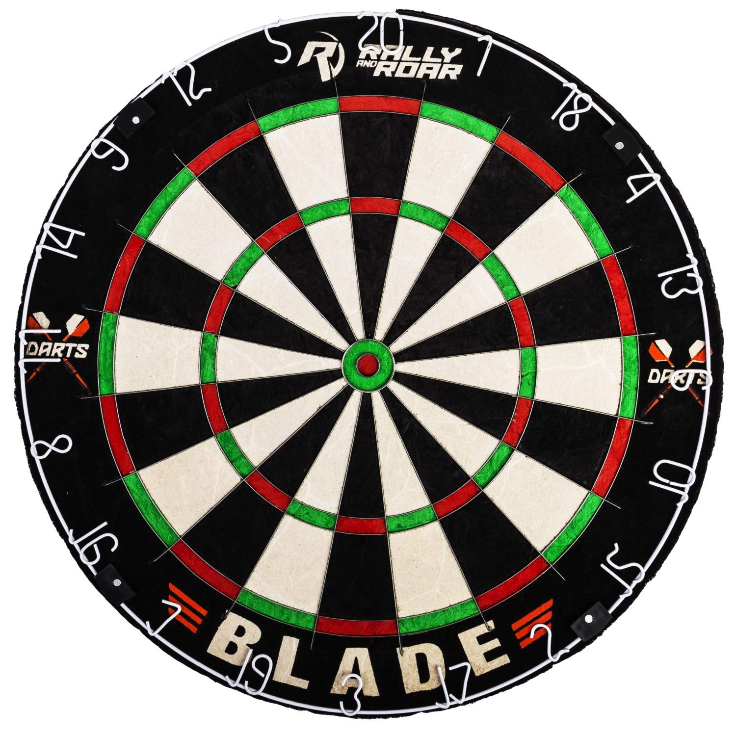 Rally and Roar 18" Standard Bristle Dartboard w/ Mounting Brackets, Self Healing, Galvanized Wiring