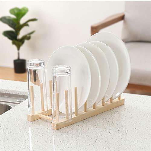 TBMAKE Dish Racks Multi-Levels Wooden Dish Drain Rack Kitchen Lid Holder Organizer Domestic Drying Shelf Pan Cupboard Display Sink Stand Drainer