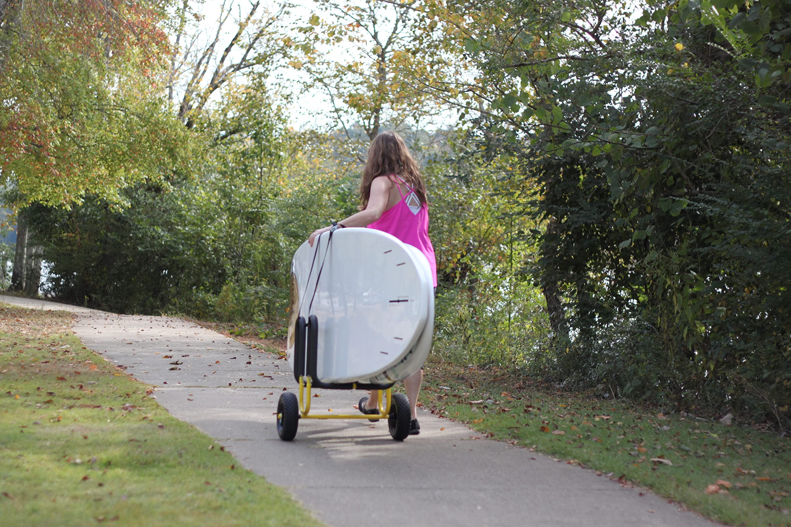 Suspenz Double SUP Transport Cart with Airless Wheels, Carrier/Trolley for 2 Stand Up Paddle Boards & Surfboards, Yellow (22-9934)